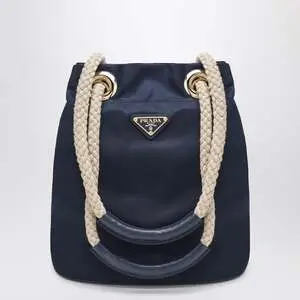 Prada Small Bucket Bag In Re-nylon - Blue