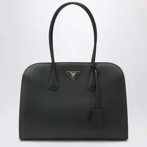 Prada Large Shopping Bag In Leather - Black