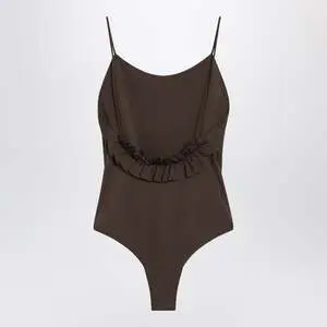 Jacquemus Cabana Swimsuit With Ruffles - Brown
