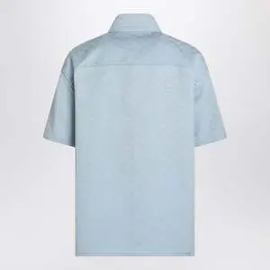 Gucci Light Cotton Shirt With Gg Jacquard - Blue