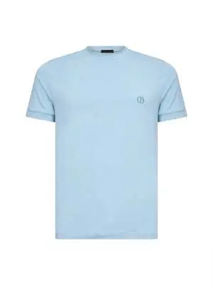 Giorgio Armani Light Blue Asv Stretch Viscose Jersey T-shirt