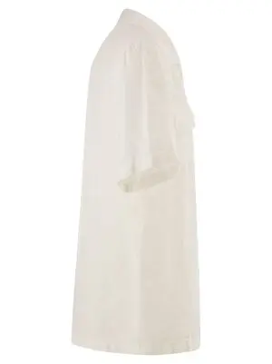 Peserico Lightweight Linen Bowling Shirt - White