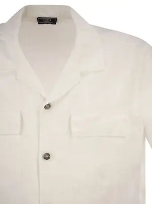 Peserico Lightweight Linen Bowling Shirt - White