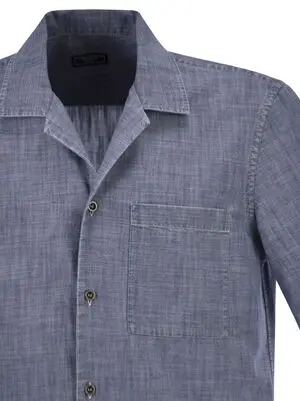 Peserico Lightweight Cotton Chambray-effect Short-sleeve Shirt