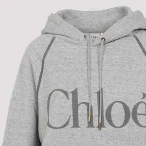 Chloé Cotton Blend Hoodie With Logo Detail