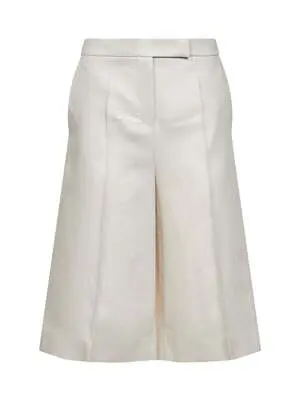 Max Mara Beige Linen Twill Wide Leg Bermuda Shorts - Multicolor