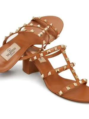 Valentino Garavani Rockstud Leather Block Heel Sandals