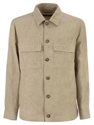 Peserico Lightweight Pure Linen Jacket With Patch Pockets - Cream