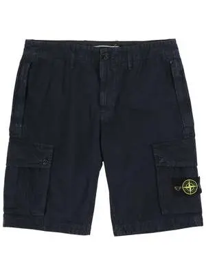 Stone Island Cargo Shorts With Logo Patch - Blue