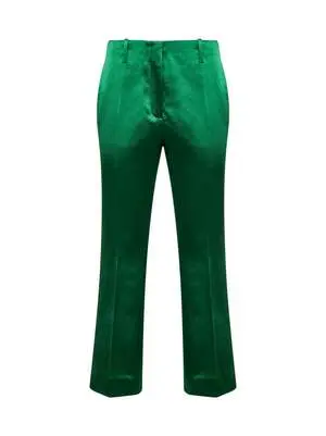 Dries Van Noten Green Satin Bootcut Trousers - Multicolor