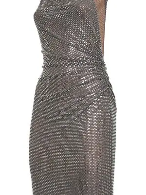 SELF-PORTRAIT Grey Rhinestone Maxi Dress