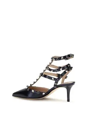 Valentino Garavani Rockstud Pumps In Laminated Leather - Blue