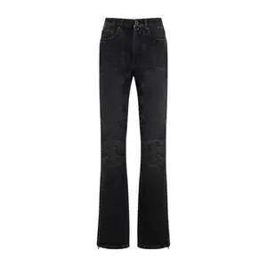 JEAN PAUL GAULTIER Cotton Denim Jeans With Lacing Detail - Black