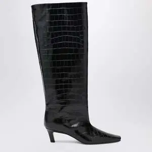 TOTEME Croc-embossed Leather Boots - Black