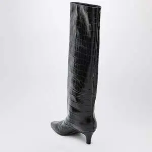TOTEME Croc-embossed Leather Boots - Black