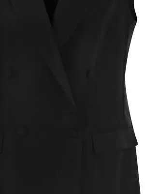 Tagliatore Double-breasted Linen Waistcoat - Black