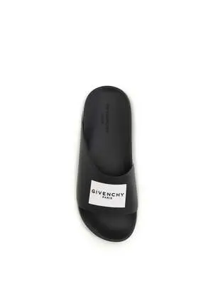 Givenchy Rubber Slide Mules With Logo Label - Black