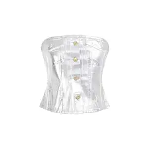 GANNI Foil Corsage Denim Top - Silver