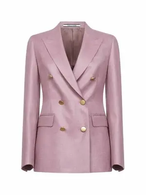 Tagliatore Pink Virgin Wool And Silk Double-breasted Blazer - Multicolor