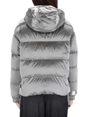 Max Mara Anti-drip Satin Quilted Hooded Jacket - Silver