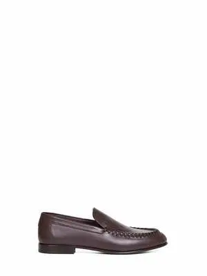 Fendi Dark Brown Leather Braided Loafers - Multicolor