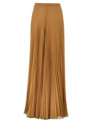 Max Mara Pleated Wide-leg Georgette Trousers - Multicolor