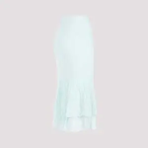 Bottega Veneta Ribbed Cotton Blend Midi Skirt With Flounces