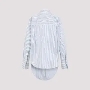 Victoria Beckham Organic Cotton Striped Wrap Front Blouse