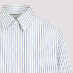 Victoria Beckham Organic Cotton Striped Wrap Front Blouse