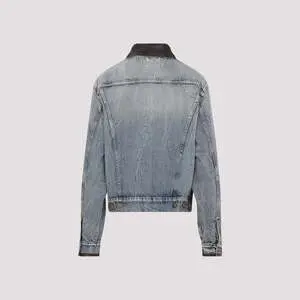Miu Miu Denim Jacket With Leather Collar
