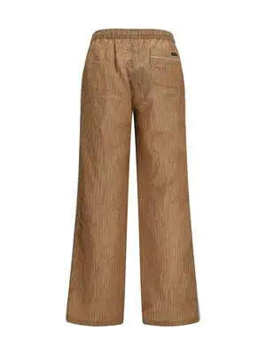 Dolce & Gabbana Striped Froissé Fabric Wide Leg Trousers - Brown