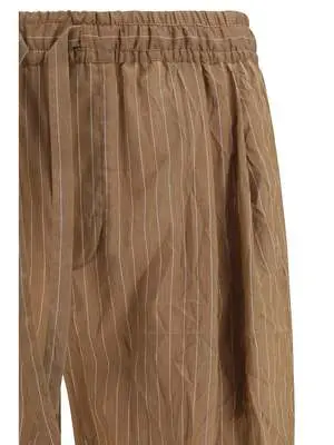 Dolce & Gabbana Striped Froissé Fabric Wide Leg Trousers - Brown