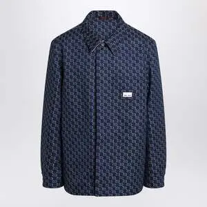 Gucci Gg Shadow Jacquard Denim Jacket - Blue