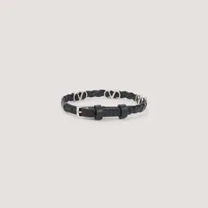Valentino Garavani Braided Leather Bracelet With Silver-tone V-logo Detail