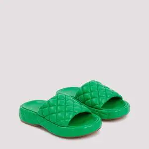Bottega Veneta Padded Leather Platform Sandals - Green
