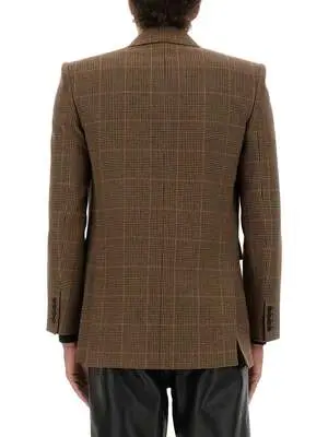 Saint Laurent Double Breasted Prince Of Wales Wool Jacket