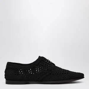 Dolce & Gabbana Woven Fabric Derby Shoes - Black
