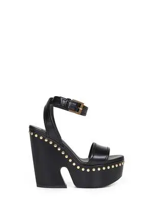Givenchy Black Leather Studded Platform Sandals