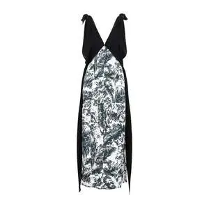Bottega Veneta Printed Silk Long Dress - Black