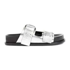 JIL SANDER Moon Leather Sandals With Buckle Straps - Silver
