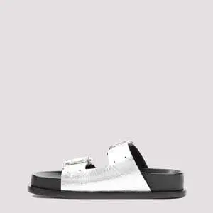 JIL SANDER Moon Leather Sandals With Buckle Straps - Silver