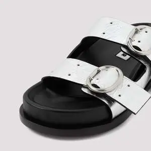 JIL SANDER Moon Leather Sandals With Buckle Straps - Silver
