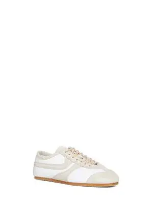 Dries Van Noten White Nappa Leather Lace-up Sneakers With Suede Detailing - Multicolor