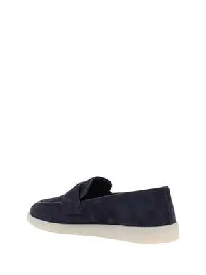 Prada Suede Loafers With Triangular Plaque - Blue