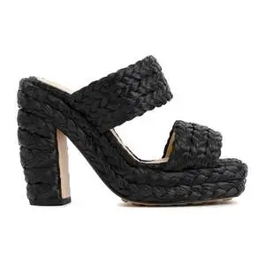 Bottega Veneta Raffia Braided Platform Sandals - Black