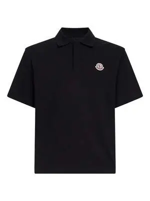Moncler Black Cotton Pique Logo Polo Shirt - Multicolor