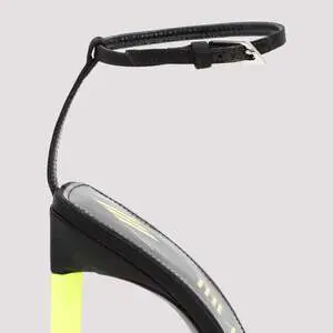 Attico Satin Perine Pumps With Fluo Yellow Heel - Black