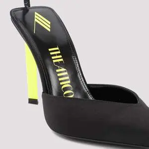 Attico Satin Perine Pumps With Fluo Yellow Heel - Black
