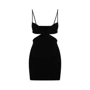 Off-White Ribbed Cut-out Mini Dress - Black