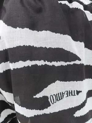 Attico Cotton Beach Shorts With Zebra Print